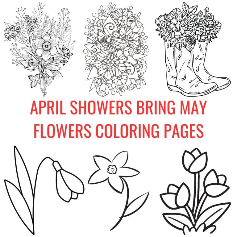 Free Printable April Showers Bring May Flowers Coloring Pages